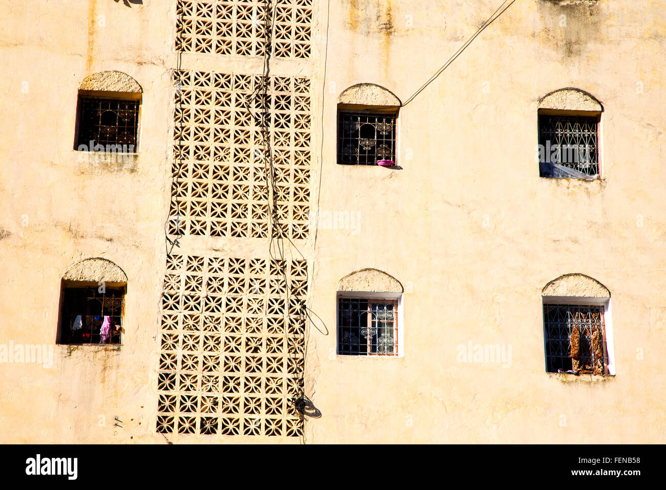 window in morocco africa and old construction wal brick historical ...