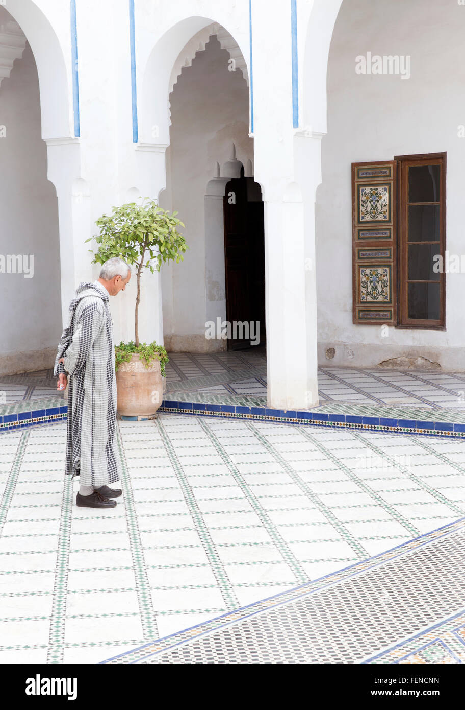 North Africa Morocco Marrakech Medina Marrakesh man in traditional ...