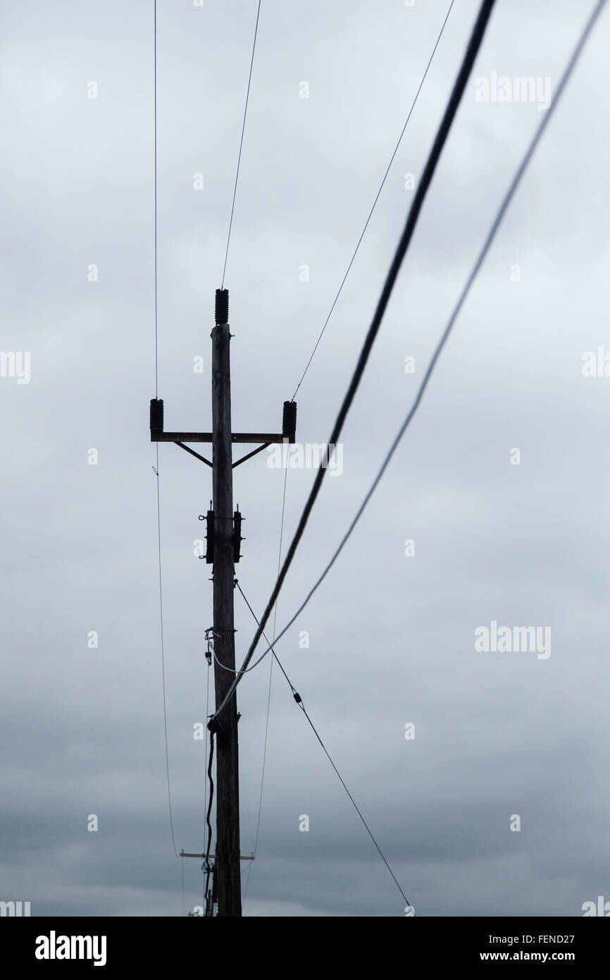 Telephone Pole and Utility Lines Stock Photo - Alamy