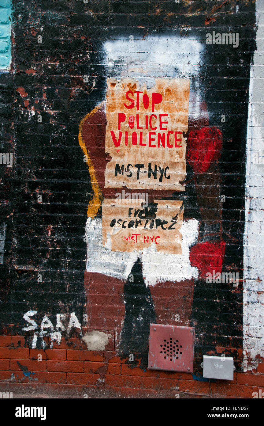 Stop Police violence street art graffiti Harlem New York City Stock ...