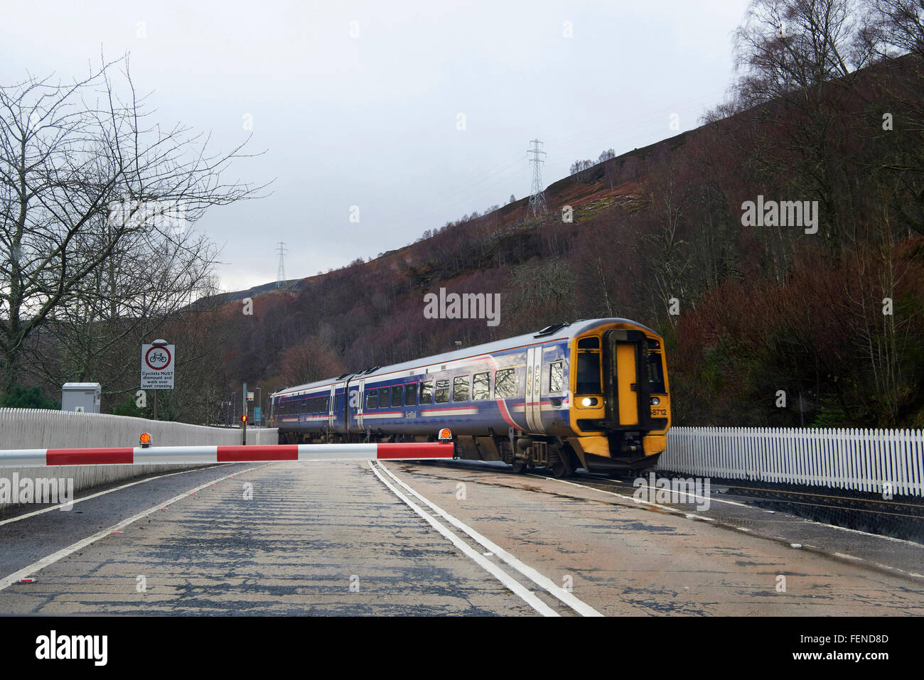 Scotrail train on the Inverness-Kyle railway line, at Garve, Wester ...