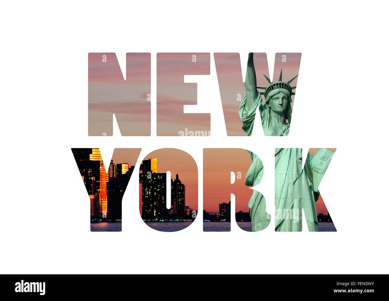 New York city name - USA travel destination sign on white background ...