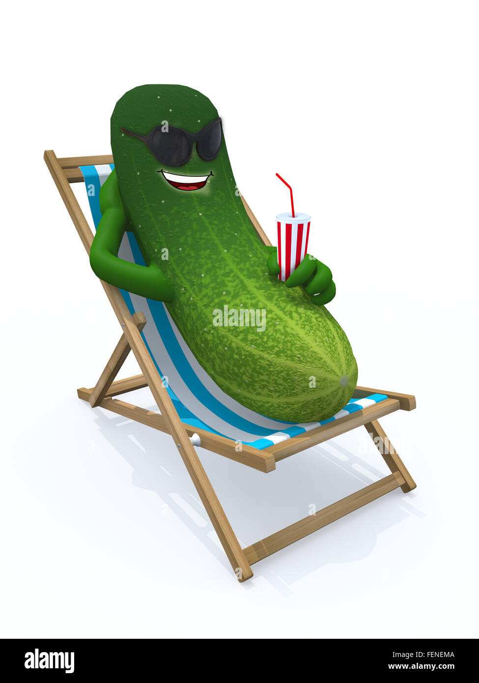 cucumber resting on a beach chair, 3d illustration Stock Photo - Alamy