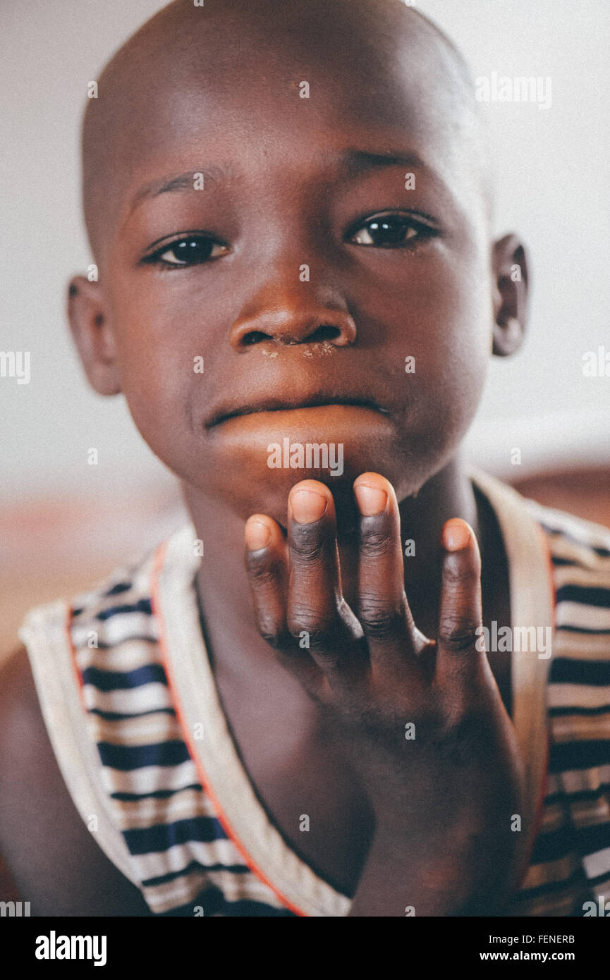 Mali, Africa - August 2009 - Closeup portrait of a black african ...