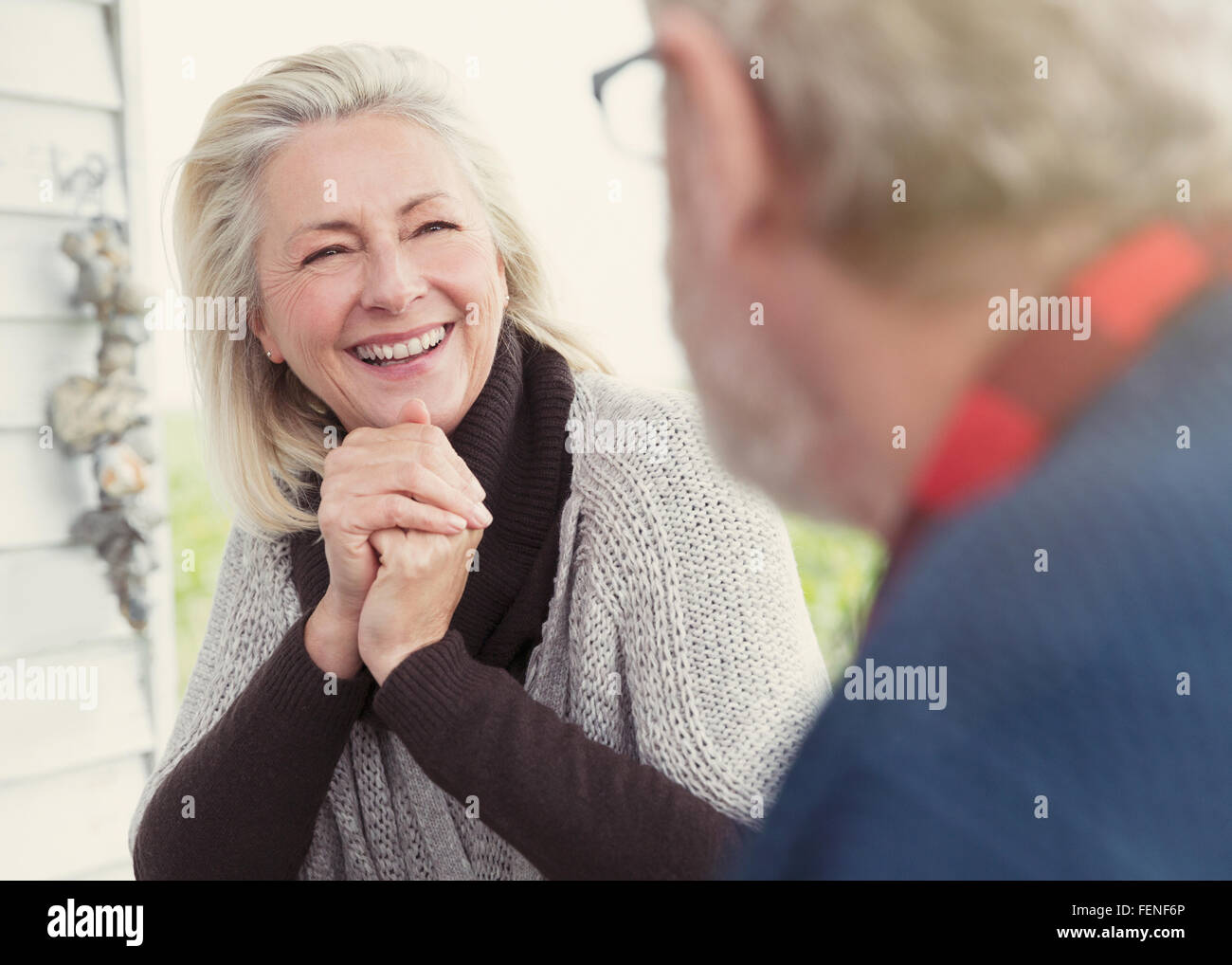 Smiling woman talking man hi-res stock photography and images - Alamy