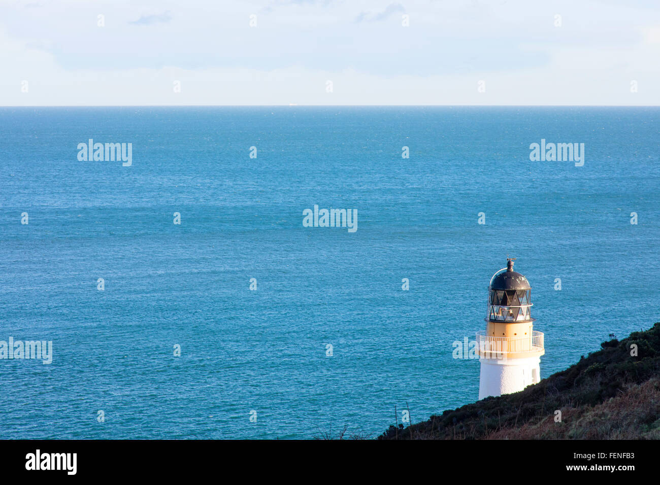 Irish Sea and lighthouse at Douglas head Isle of Man British isles ...
