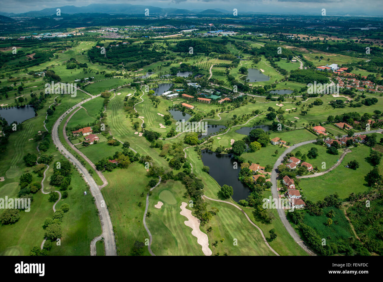 Golf course club aerial photography in Thailand Stock Photo - Alamy