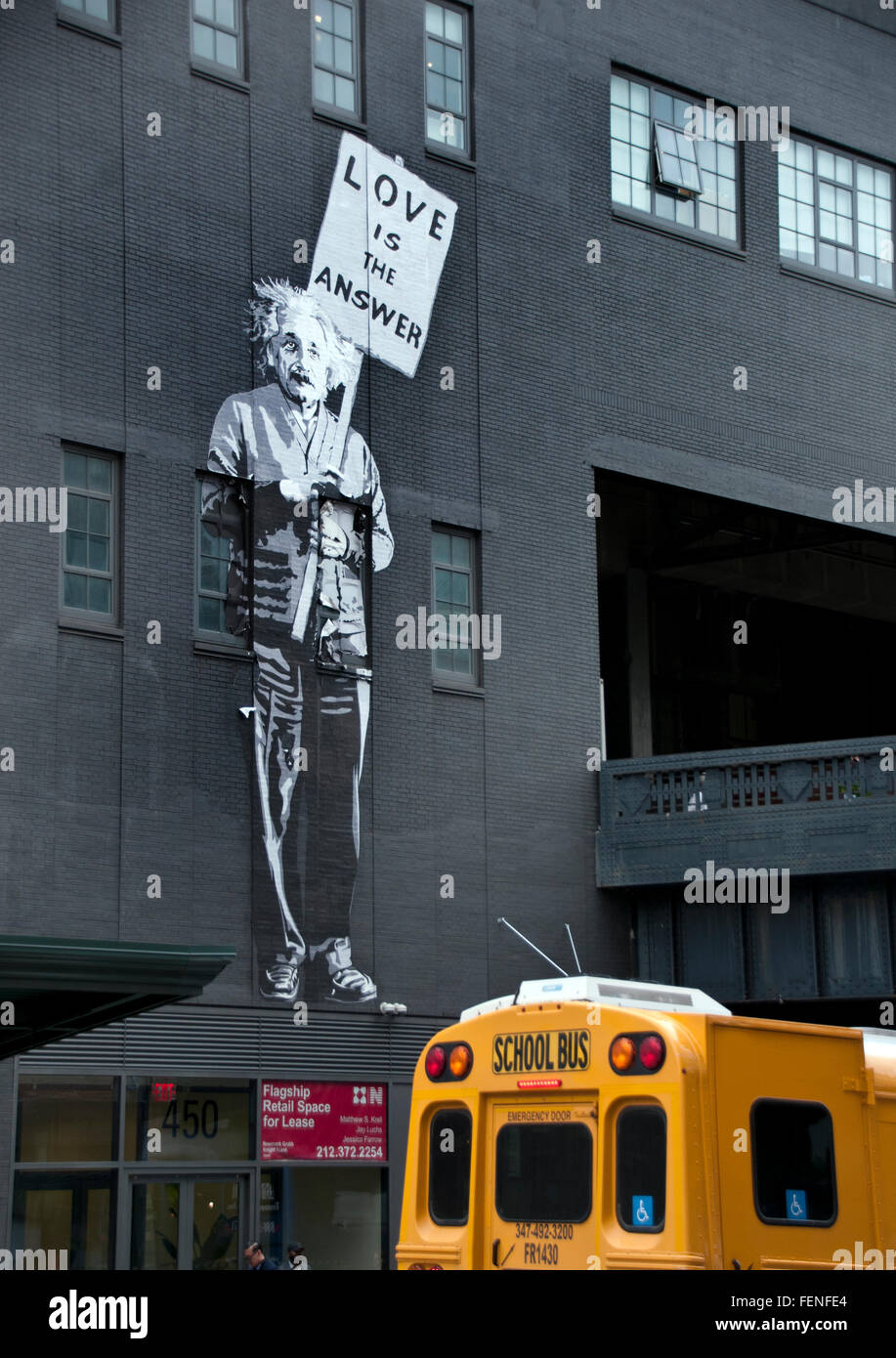 'love is the Answer' Mural of Albert Einstein in lower Manhattan by Mr ...