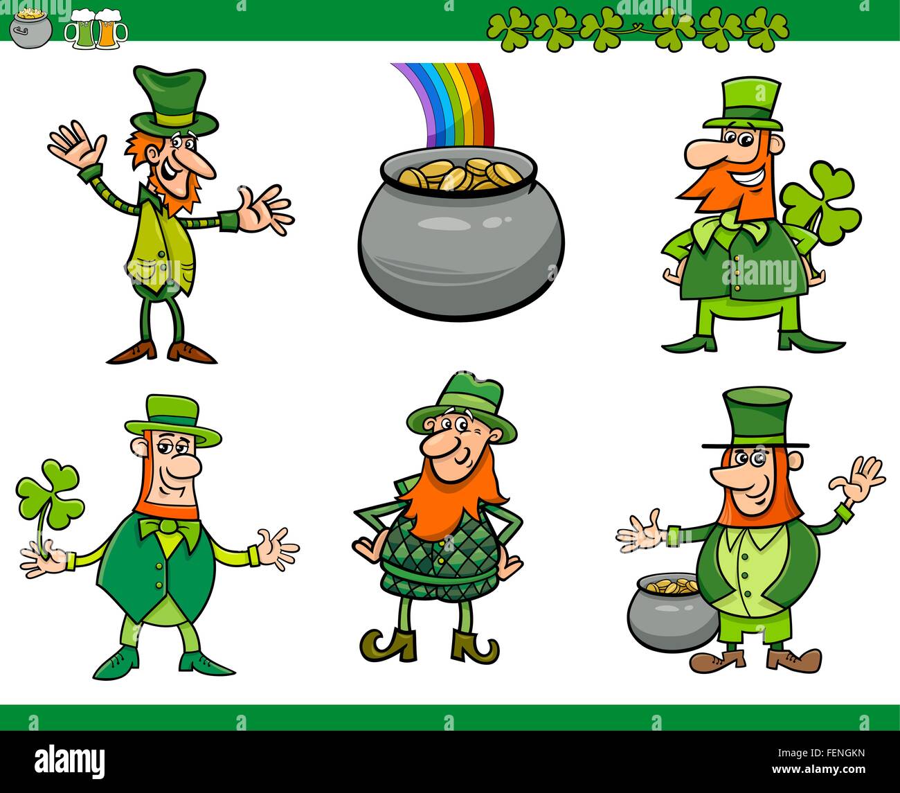 Cartoon Illustration of Leprechaun Characters and Saint Patrick Day ...