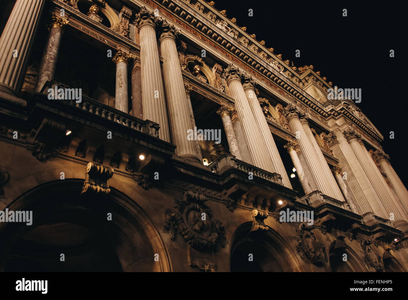 The Opera Garnier House in Paris at Night. Architecture Details ...