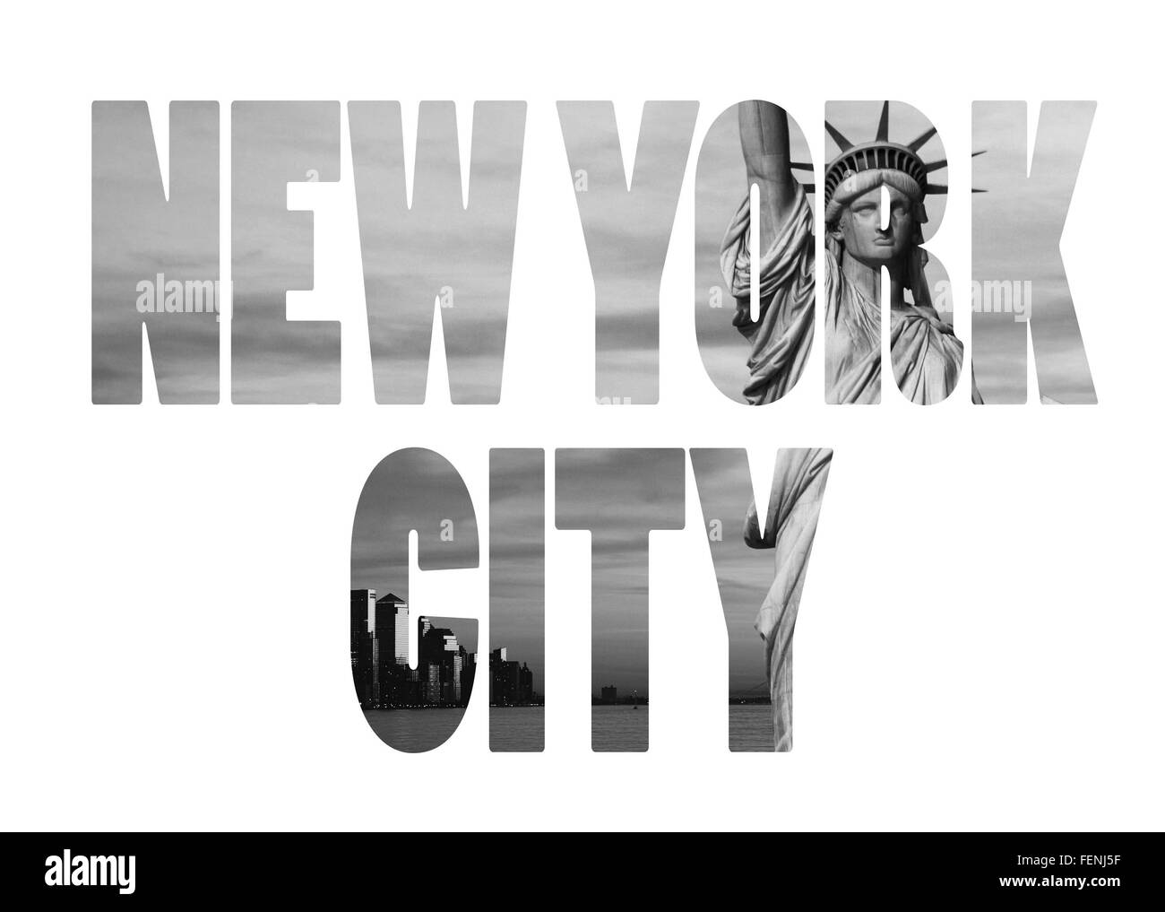 New York City name - USA travel destination sign on white background ...