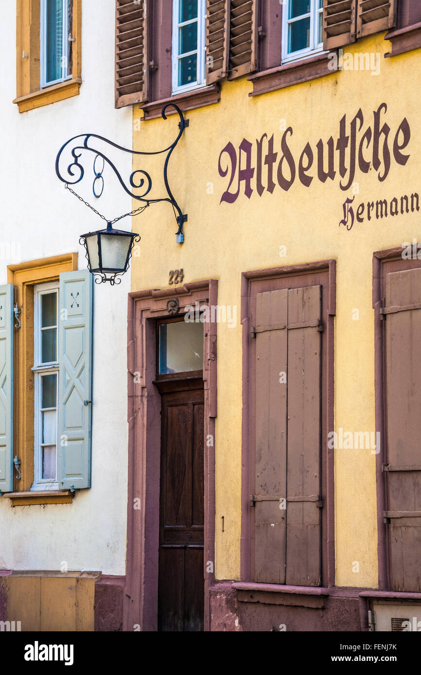 A pretty street light over a wine bar in the Altstadt quarter of ...