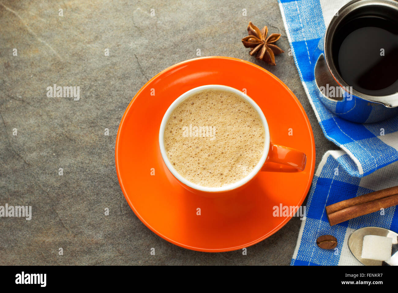 cup of coffee on table Stock Photo - Alamy