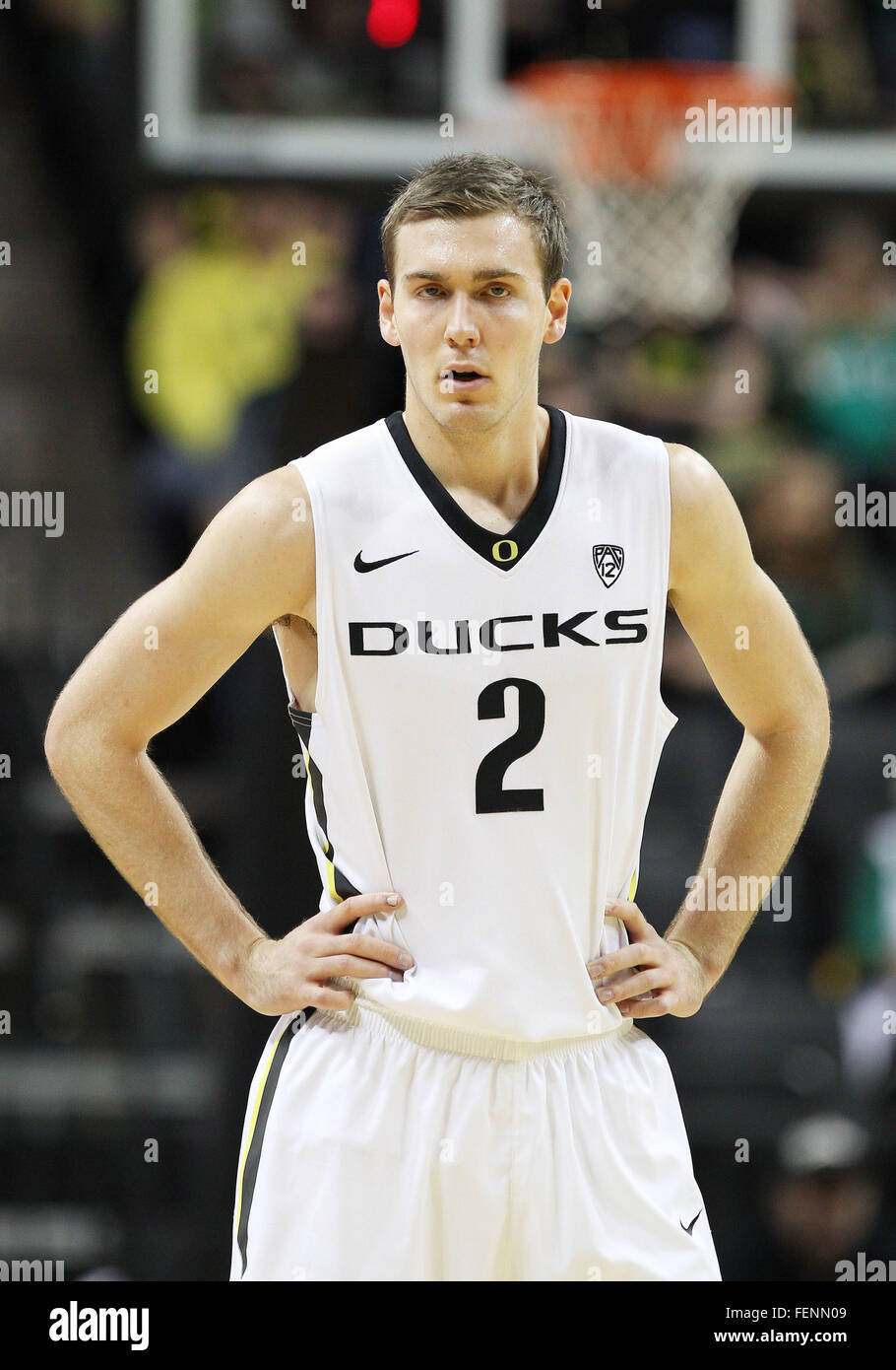 February 7, 2016: Oregon Ducks guard Casey Benson (2) reacts to a call ...