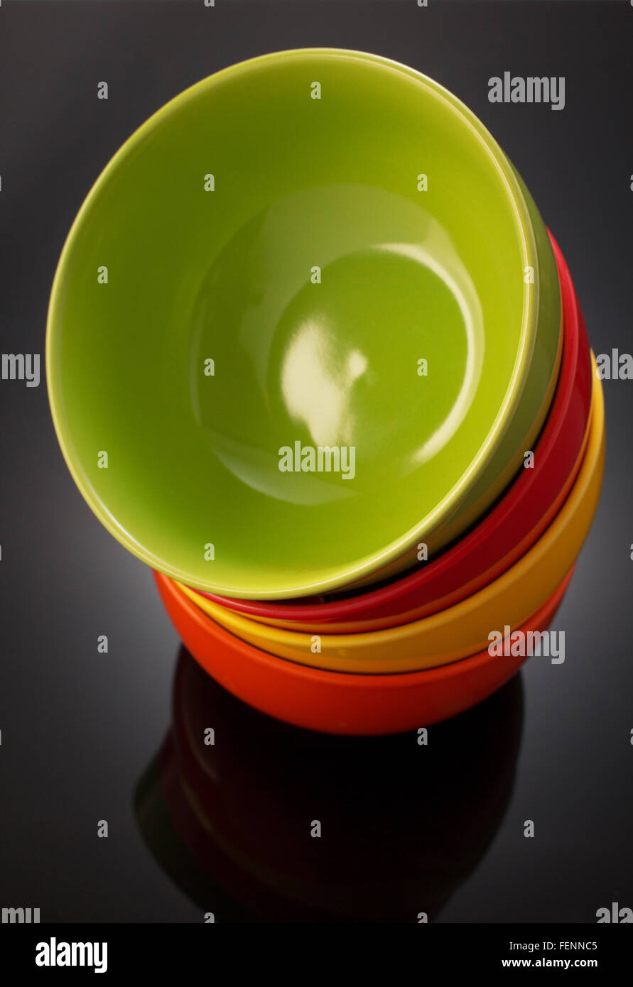 plate and bowl on black background Stock Photo - Alamy