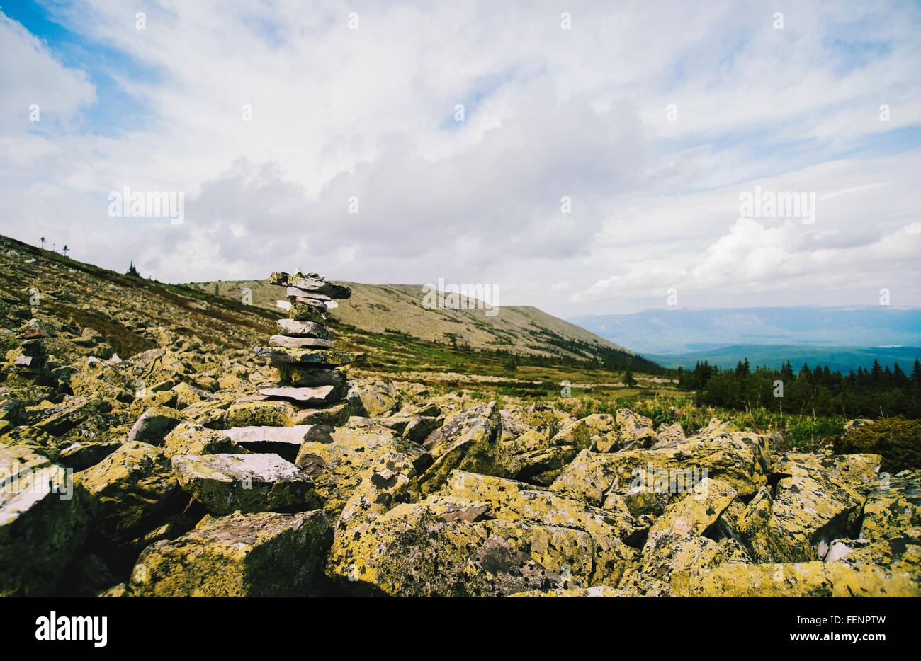 Rocks stack in rugged landscape, Ural Mountains, Russia Stock Photo - Alamy
