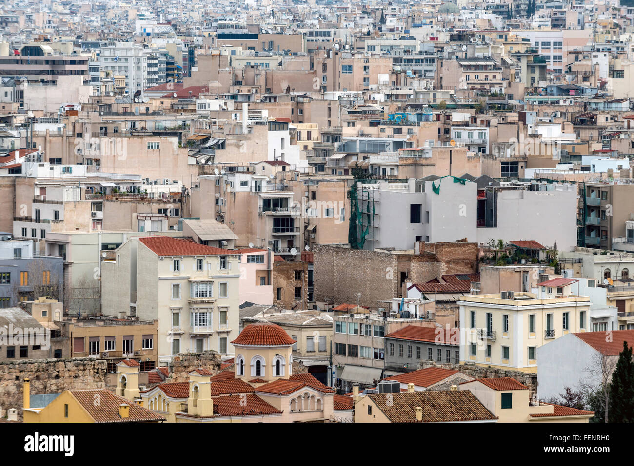 A view across the urban sprawl of Athens in Greece Stock Photo - Alamy