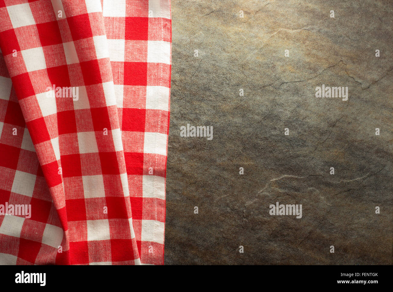 checked cloth napkin at table Stock Photo - Alamy