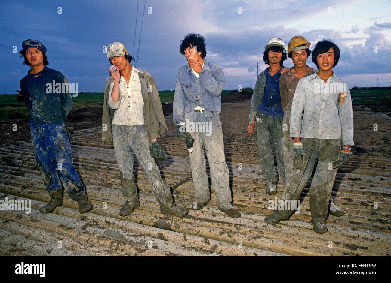 Oil well riggers, Daqing Oil Fields, Heilongjiang Province, China Stock ...