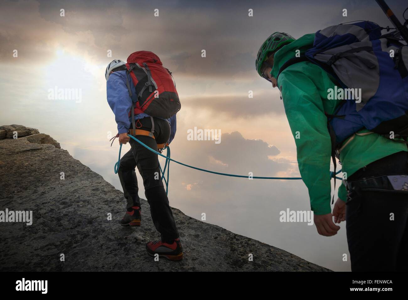 Climbers on mountain ridge, Mont Blanc, France Stock Photo - Alamy