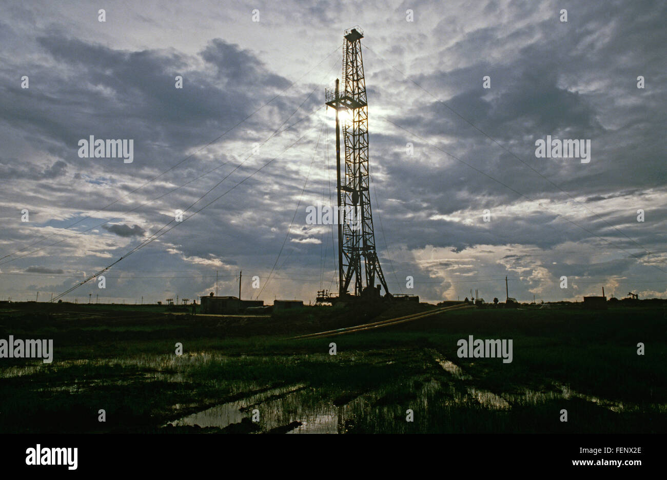 Oil rig in Daqing Oil Fields, Heilongjiang Province, China Stock Photo ...