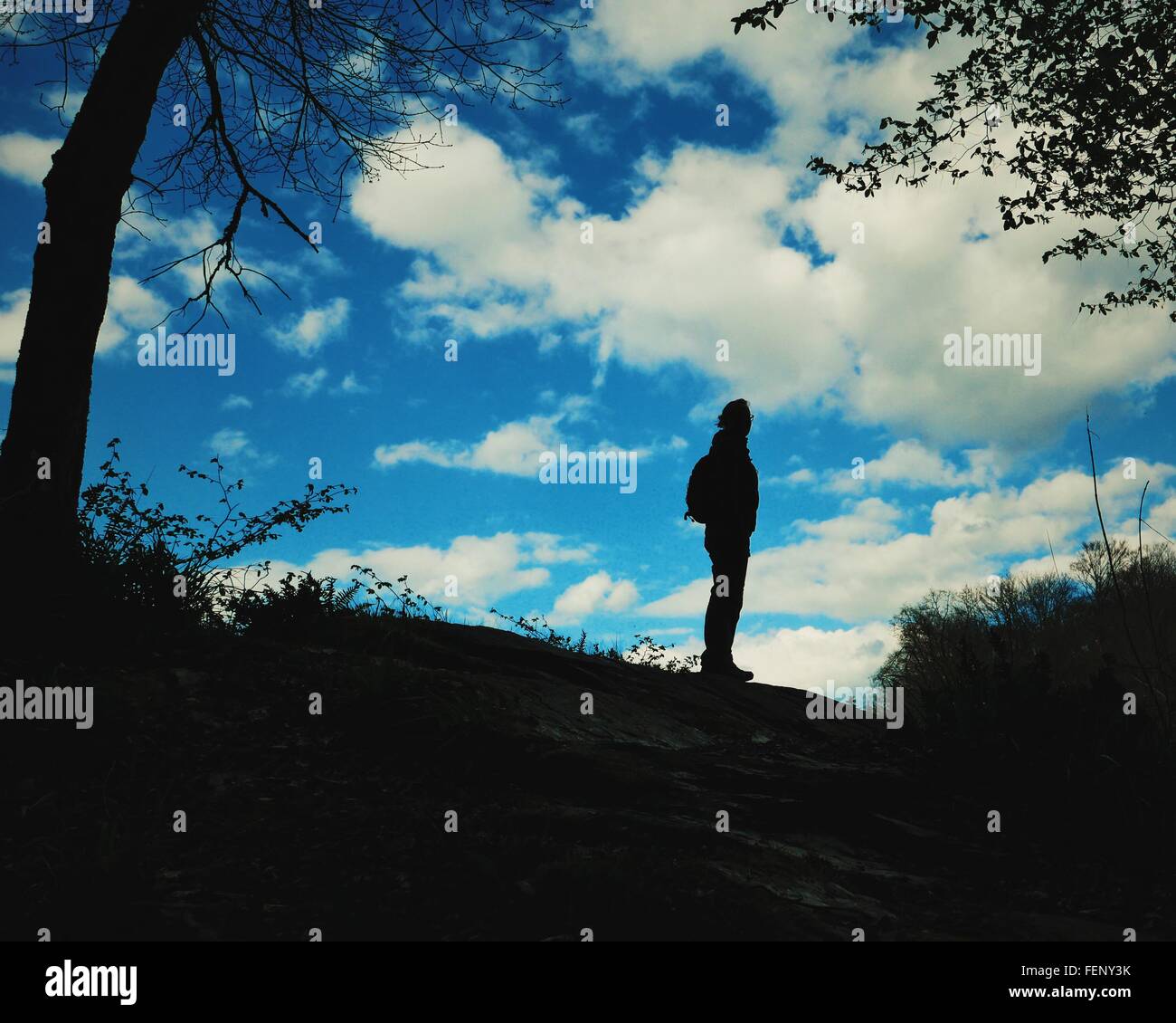 Silhouette woman standing on rock hi-res stock photography and images ...