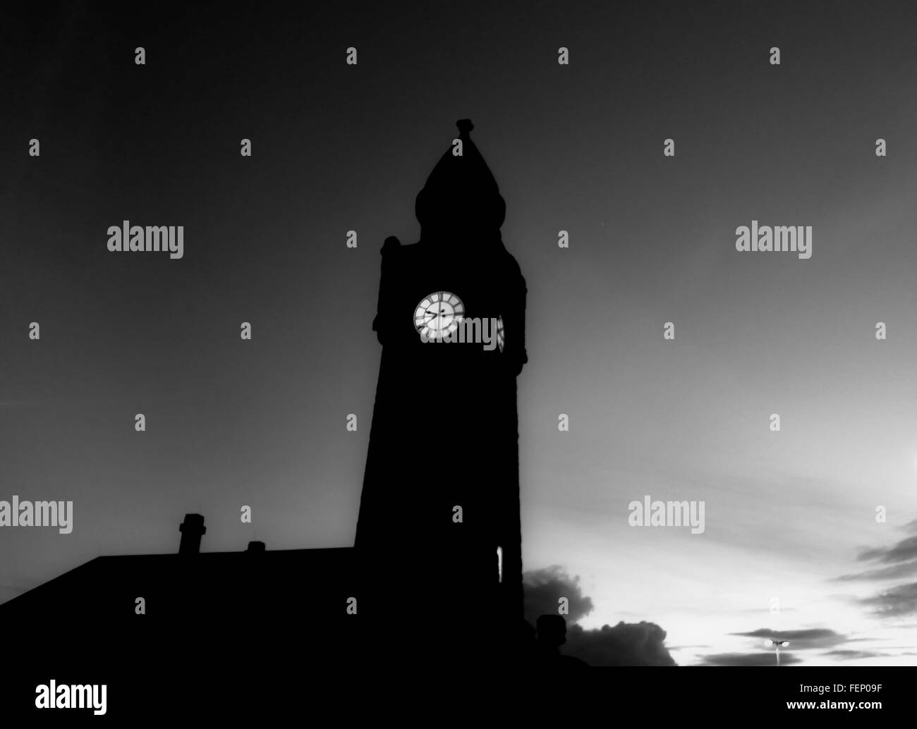 Silhouette of clock tower hi-res stock photography and images - Alamy