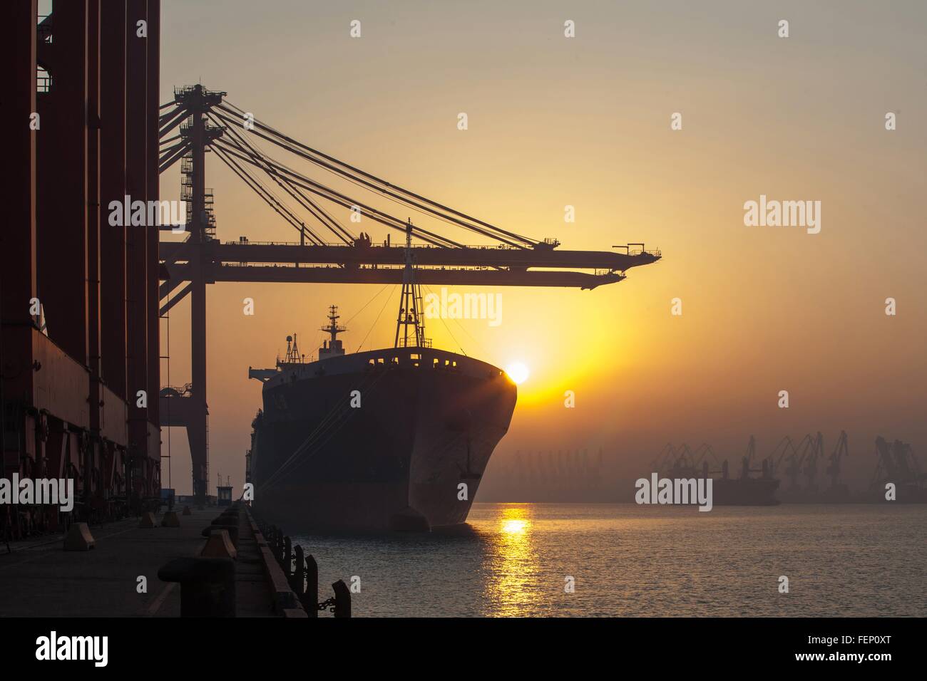 Container ship and cranes at port Stock Photo - Alamy