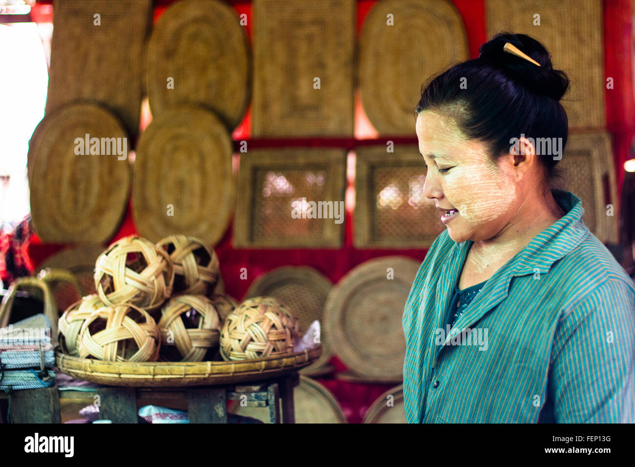 Chinlone caneball traditional sport myanmar hi-res stock photography ...