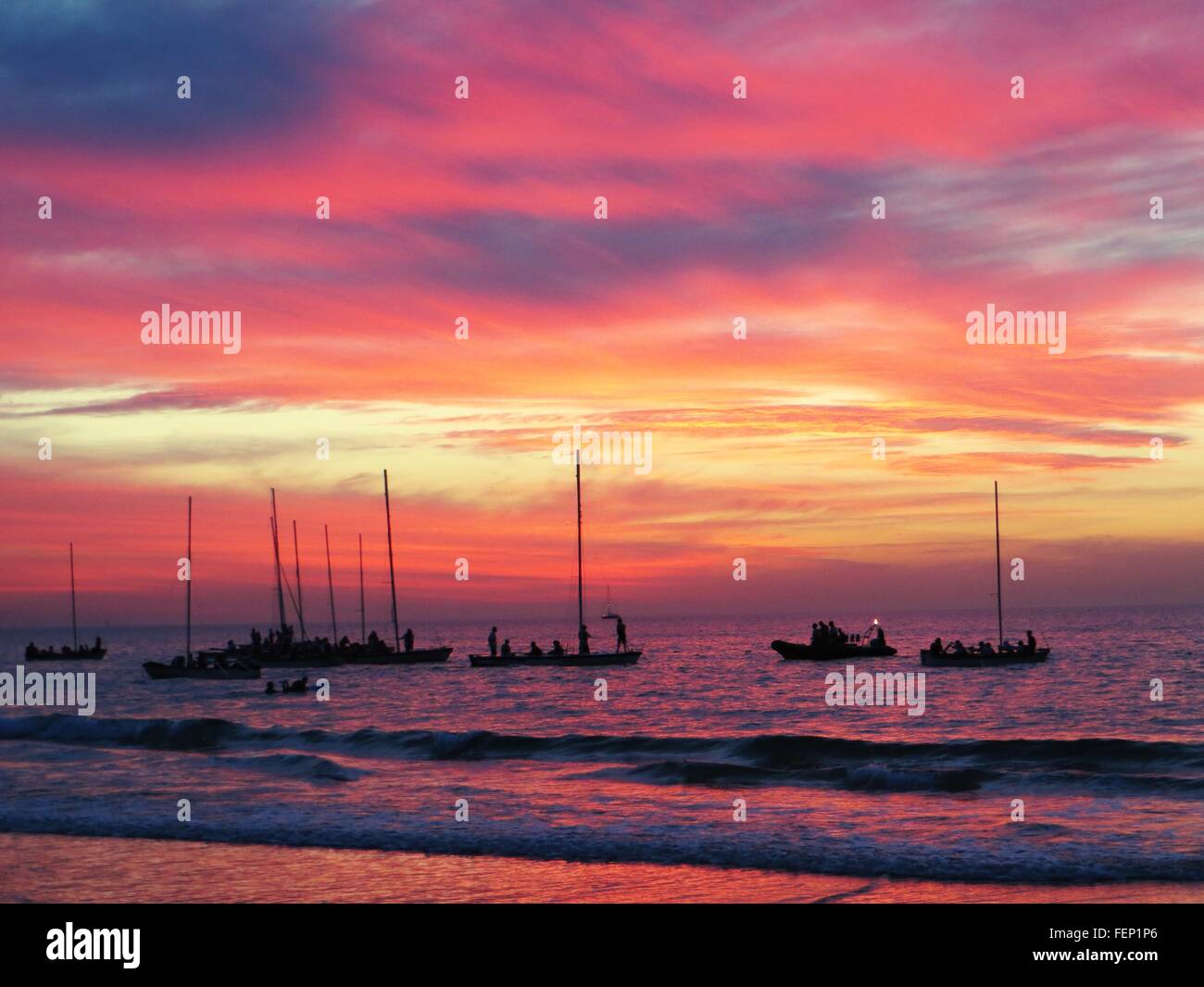 Tourboats In Sea Stock Photo - Alamy