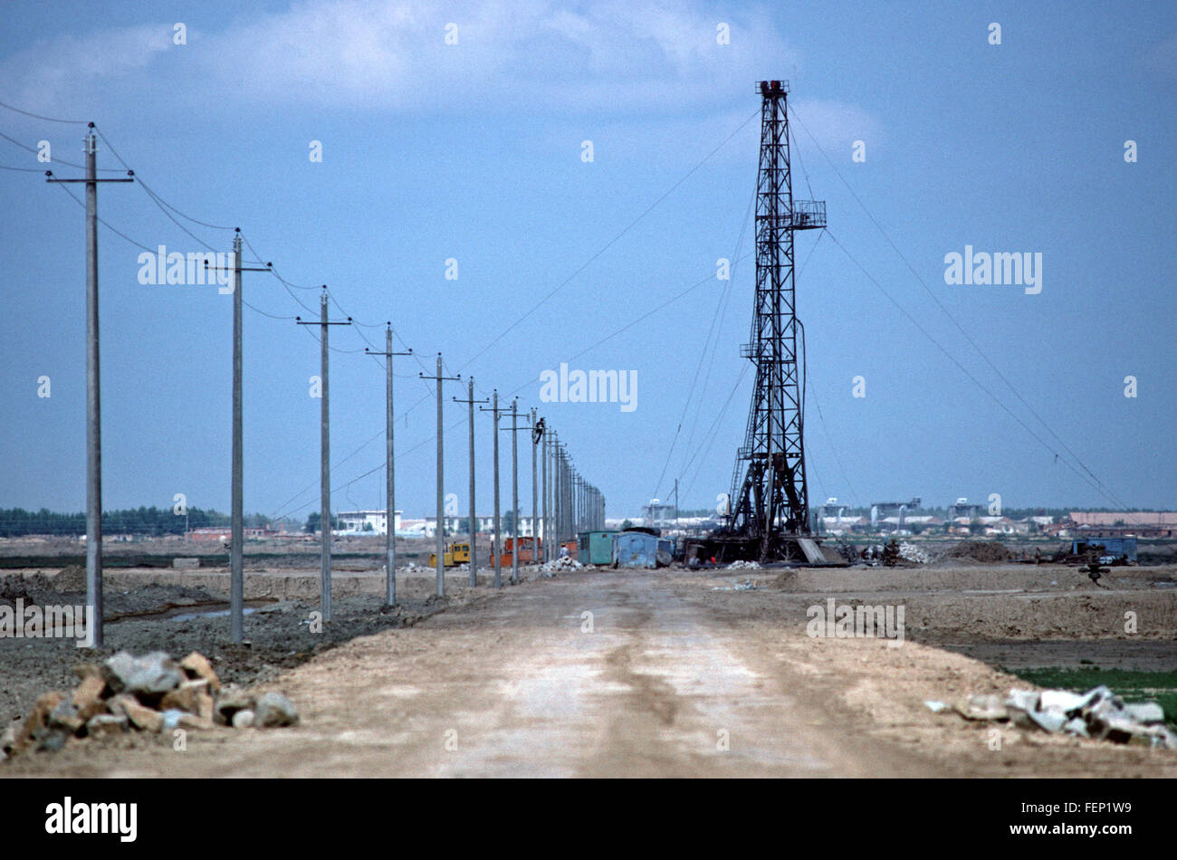 Oil rig in Daqing Oil Fields, Heilongjiang Province, China Stock Photo ...
