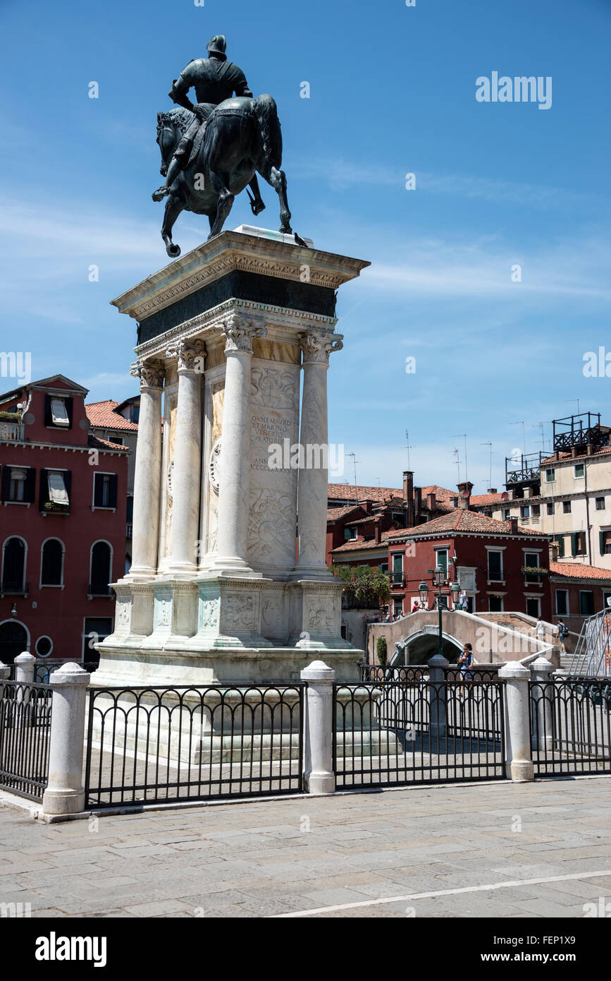 Large equestrian statue of bartolomeo colleoni hi-res stock photography ...