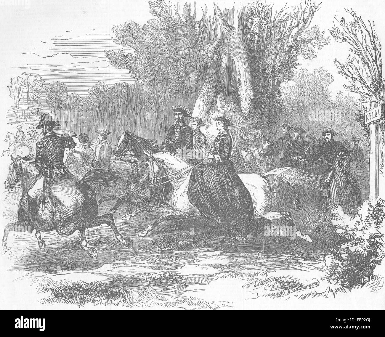 FRANCE Imperial hunt in the Forest of Fontainebleau 1853. Illustrated ...