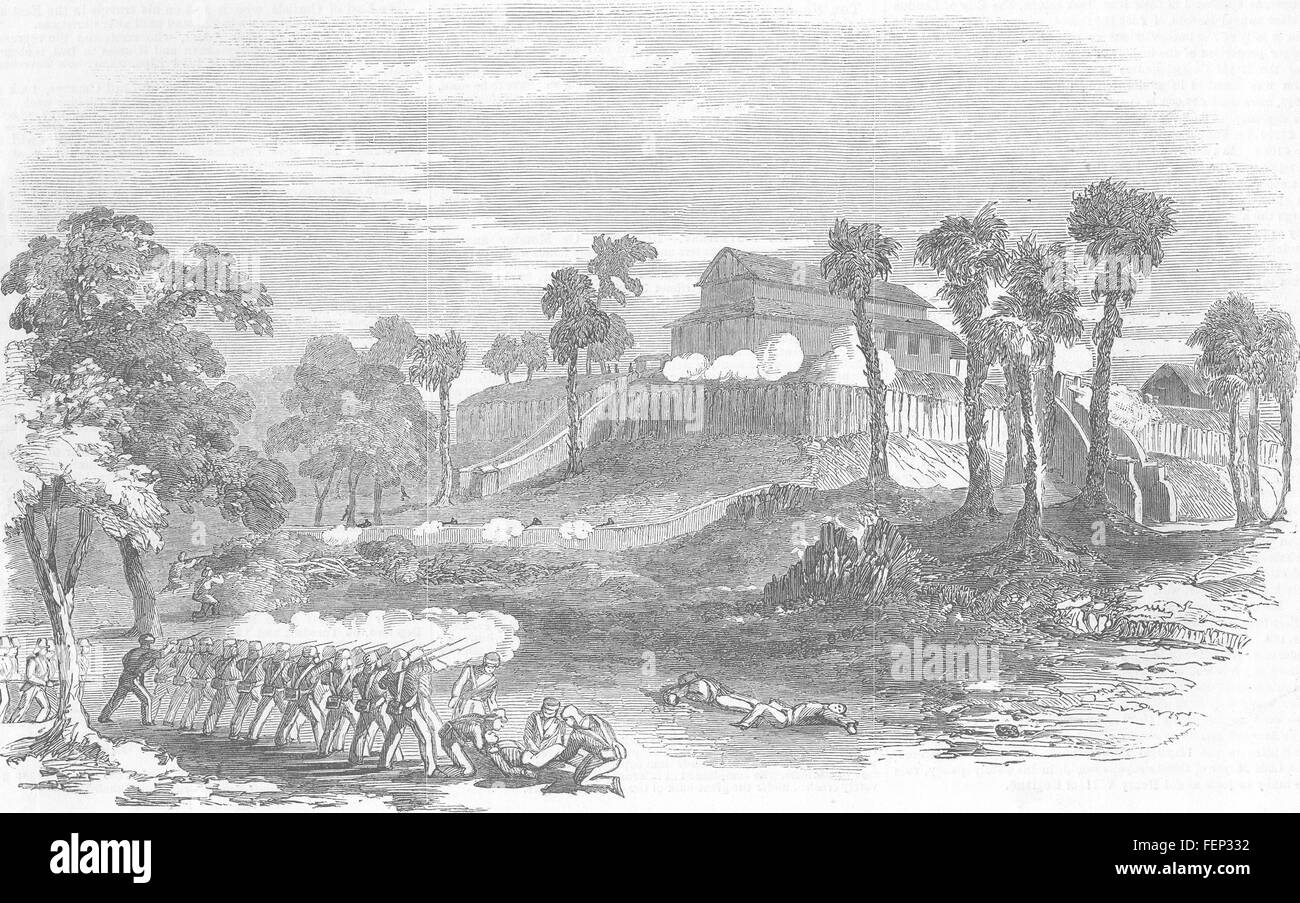 RANGOON Storming and Capture of White House Picket Stockade. Burma 1853 ...