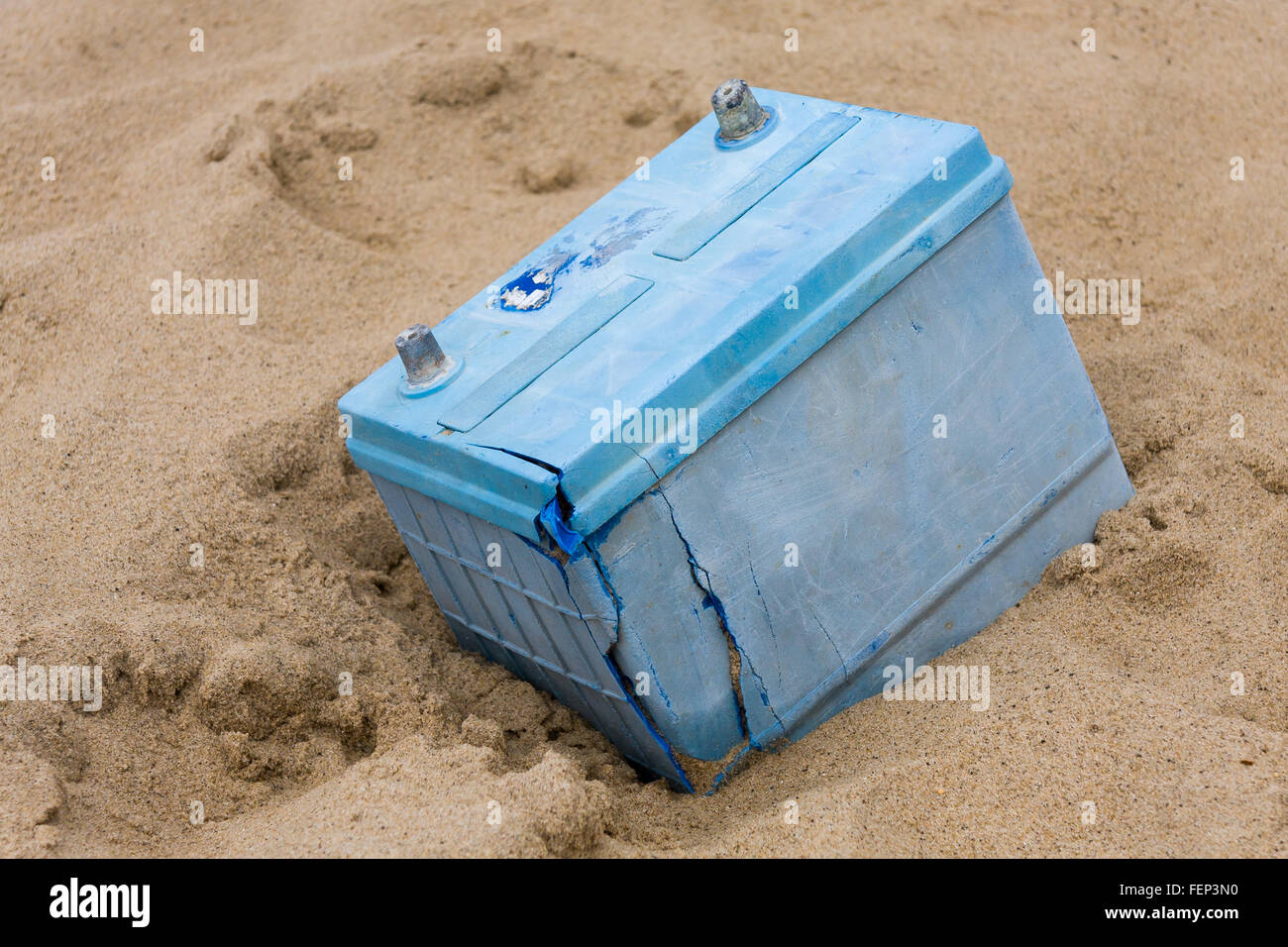 Old lead acid battery at Happisburgh Stock Photo - Alamy