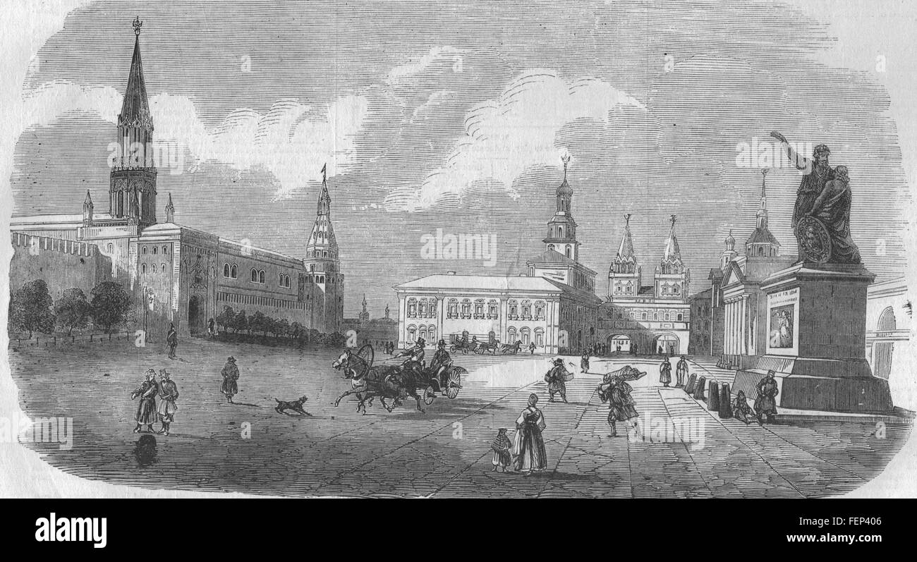 MOSCOW МОСКВА Red Square The Red Place. Russia c1860. Illustrated ...