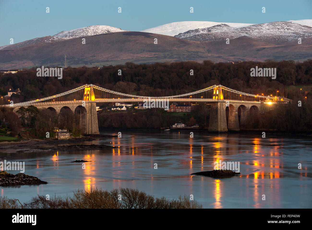 Menai Suspension Bridge Anglesey North Wales Uk Stock Photo - Alamy