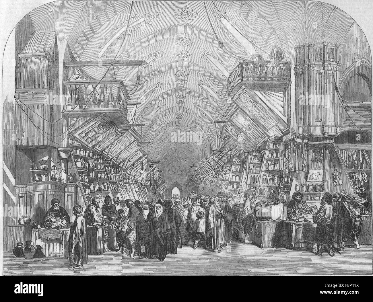 CONSTANTINOPLE (ISTANBUL) The drug bazaar. Turkey 1853. Illustrated ...