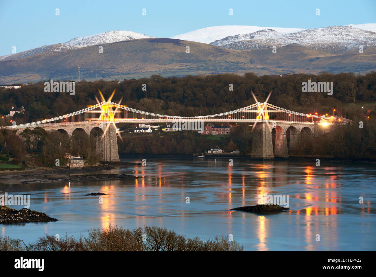 Menai Suspension Bridge Anglesey North Wales Uk Stock Photo - Alamy