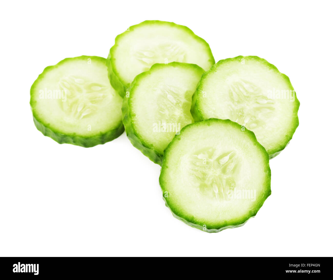 fresh sliced cucumber, isolated on white background Stock Photo - Alamy