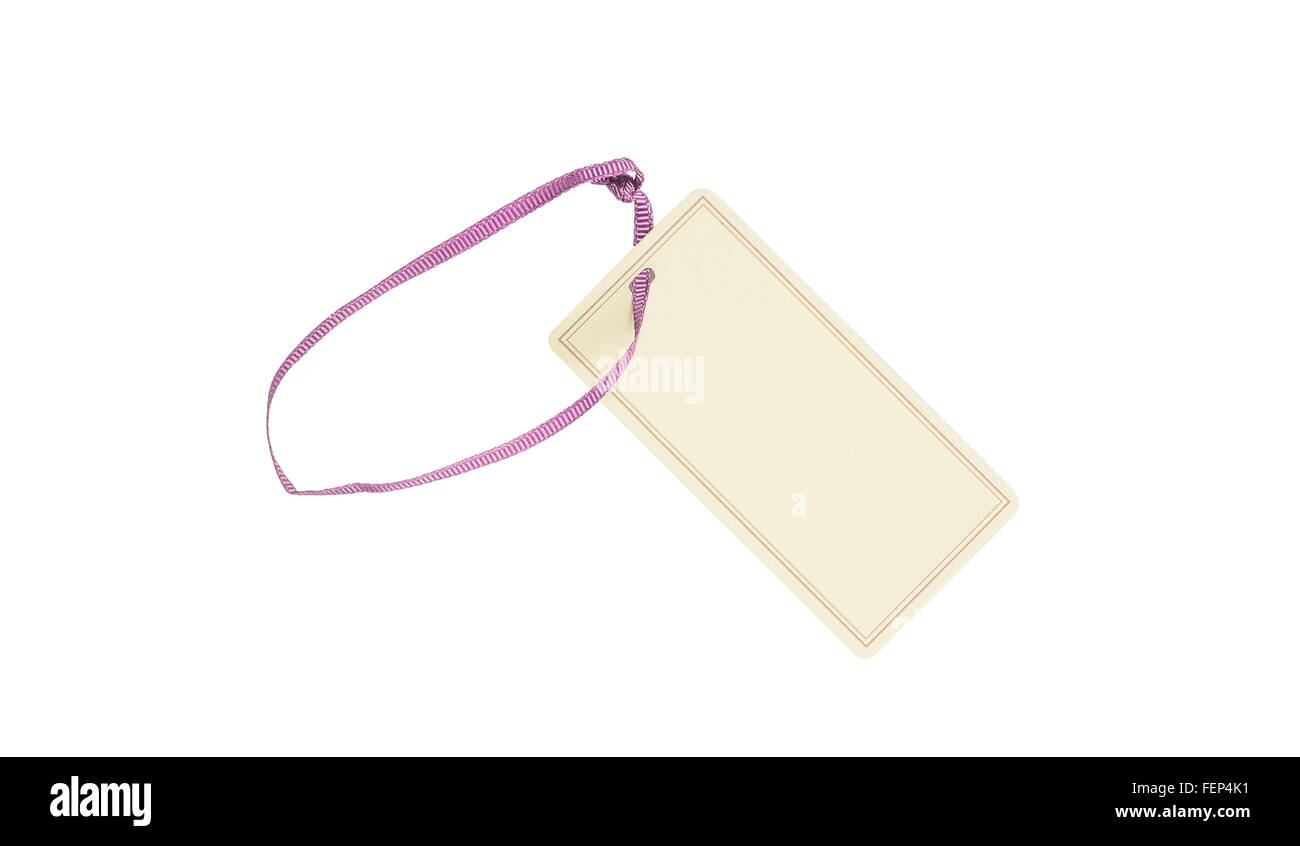 Price tag with a pink string isolated on white Stock Photo - Alamy