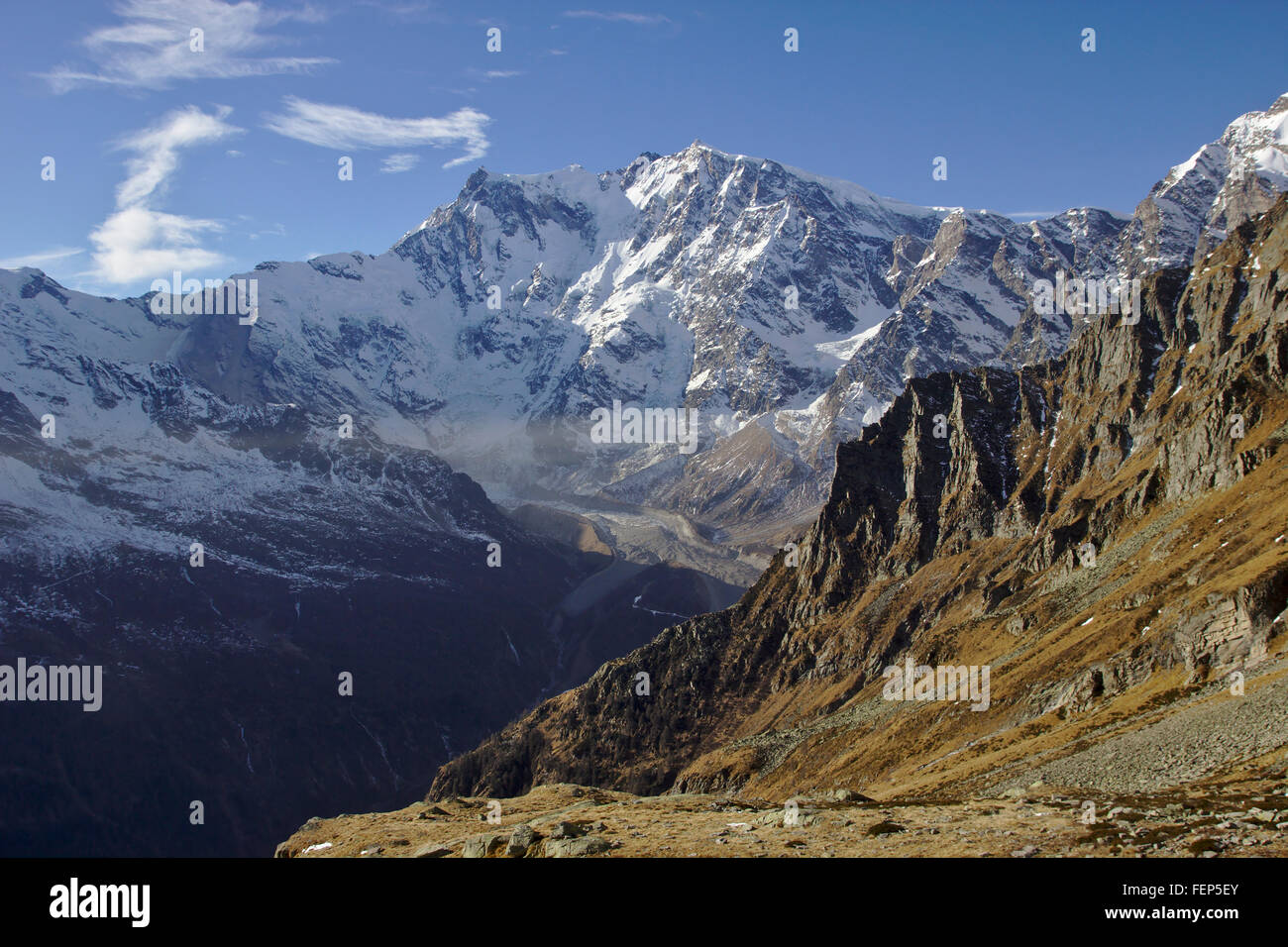 Monte Rosa east face from the path from Macugnaga to Monte Moro Pass ...