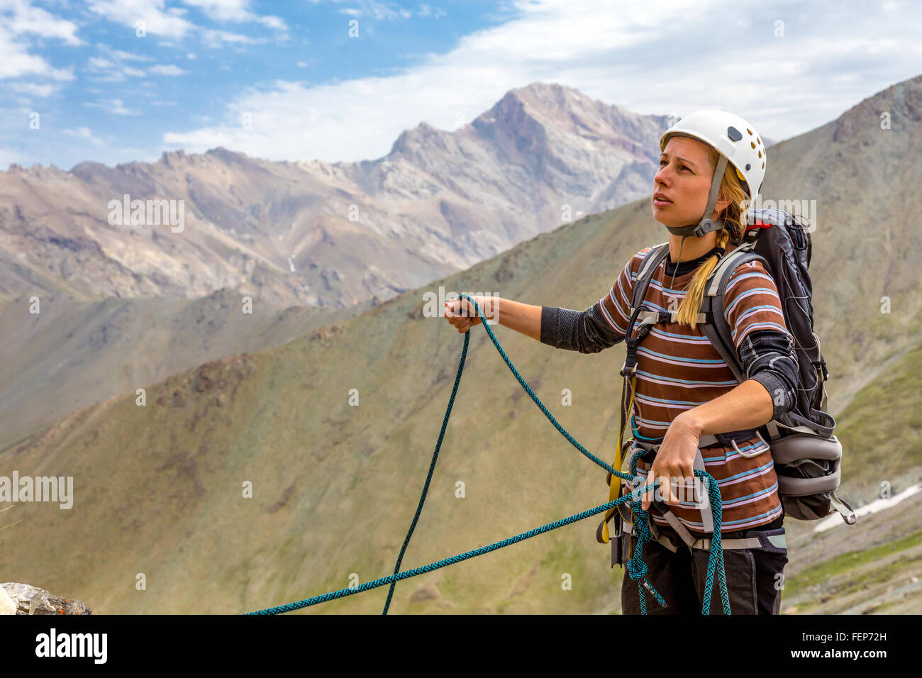 Portrait of female rock climber Stock Photo - Alamy