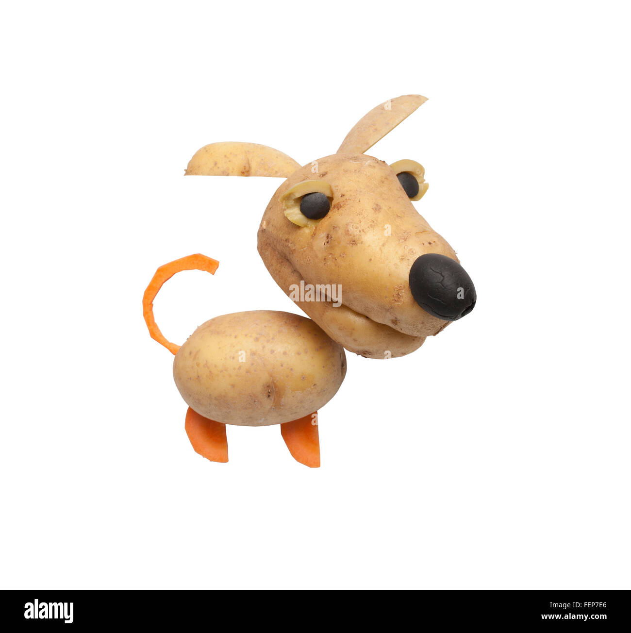Funny dog made of potatoes on isolated background Stock Photo - Alamy