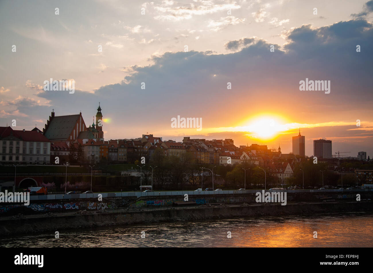 Warsaw sunset aerial hi-res stock photography and images - Alamy