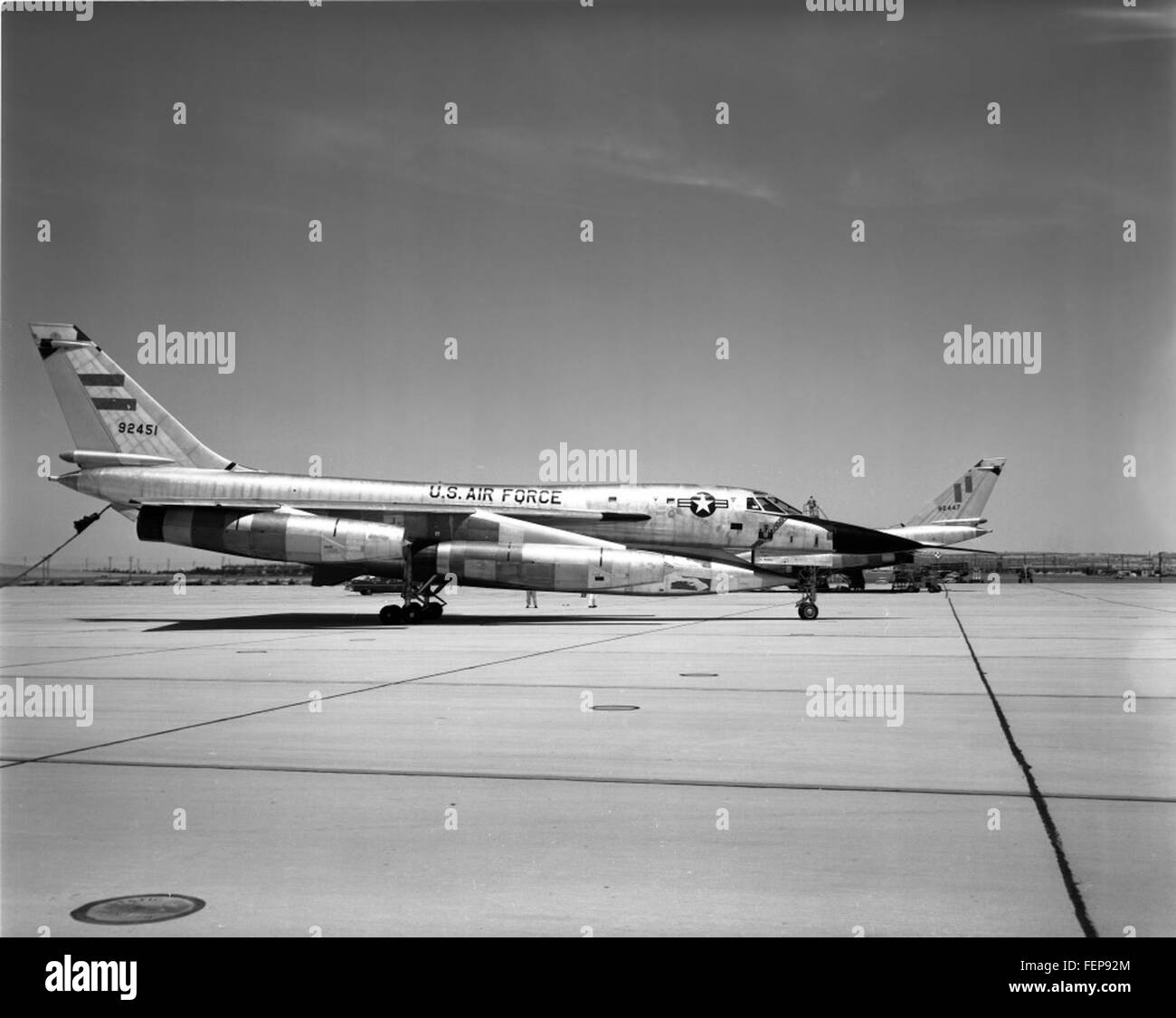 The Convair B-58 Hustler (59-2451) is shown after completing the ...