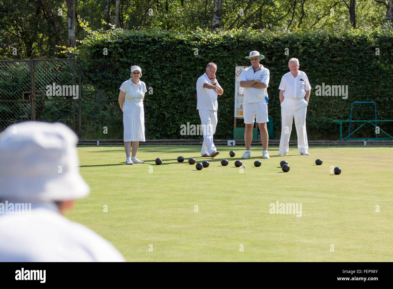 Lawn bowls match at Colemans Hatch Stock Photo - Alamy