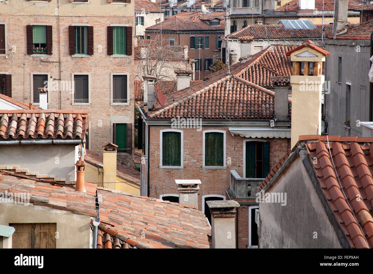 Venetian roof tops in the Santa Croce sestiere Venice Italy Stock Photo ...