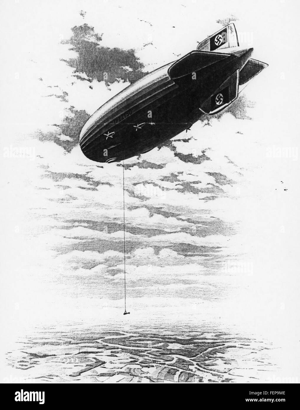Artist rendering of a Zeppelin deploying a 'spy car Stock Photo - Alamy