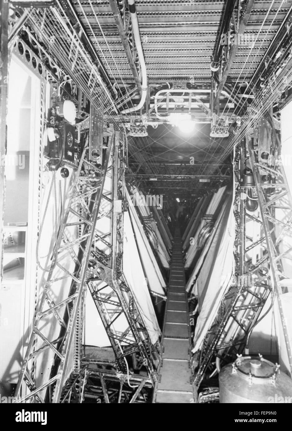 The LZ-130, an airship built during the early 20th century, is shown during its construction ...